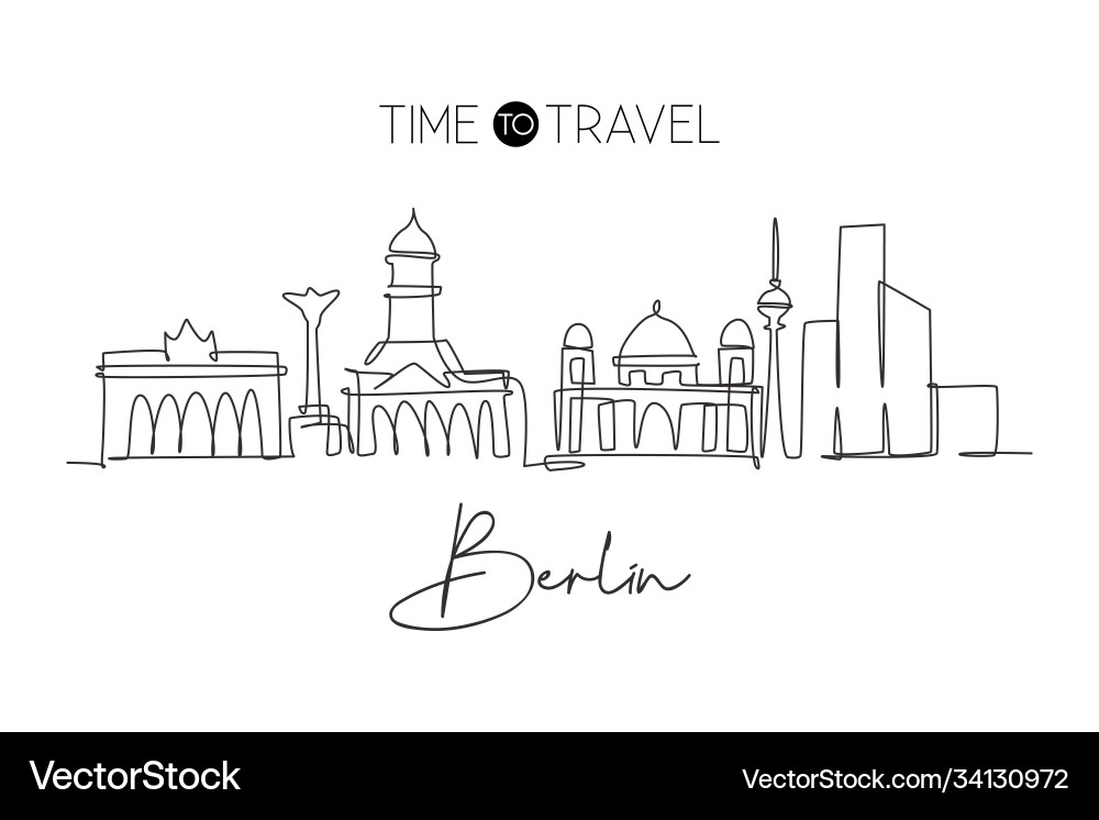 Berlin Skyline - Single Line Art Royalty Free Vector Image
