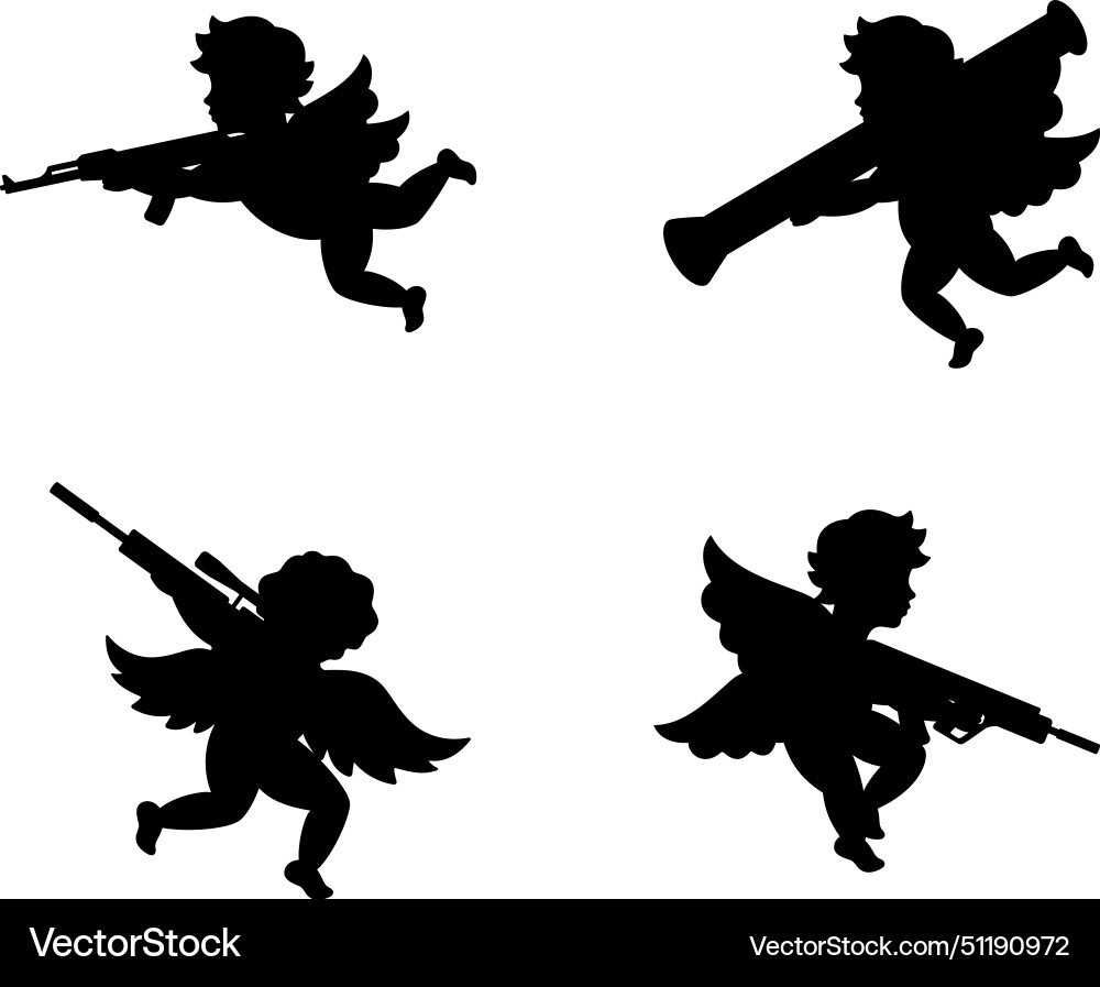 Cupids shooting a guns angels with angel Vector Image