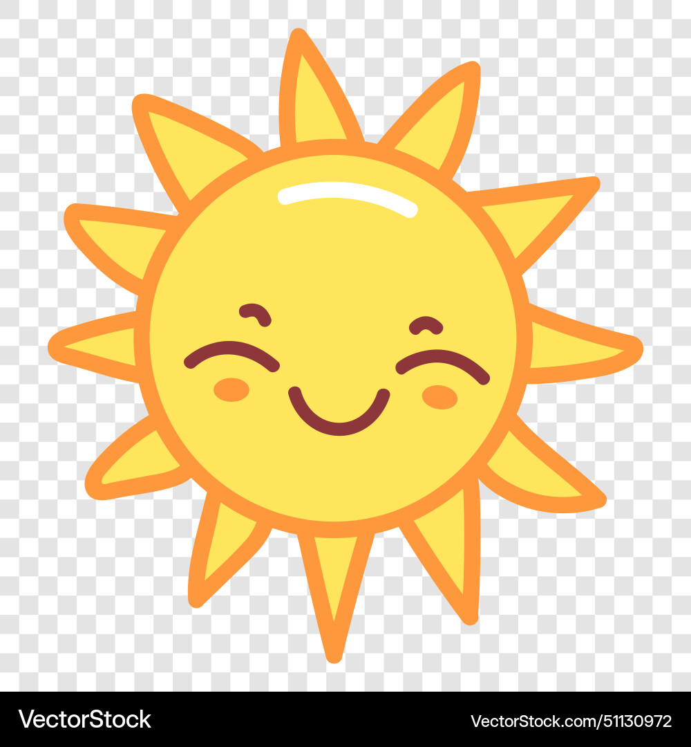 Cute cartoon sun icon sunshine emoji Royalty Free Vector