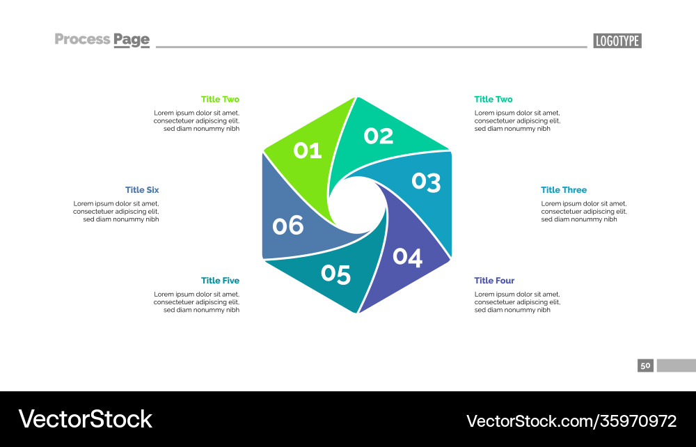 Cycle diagram with six elements template Vector Image