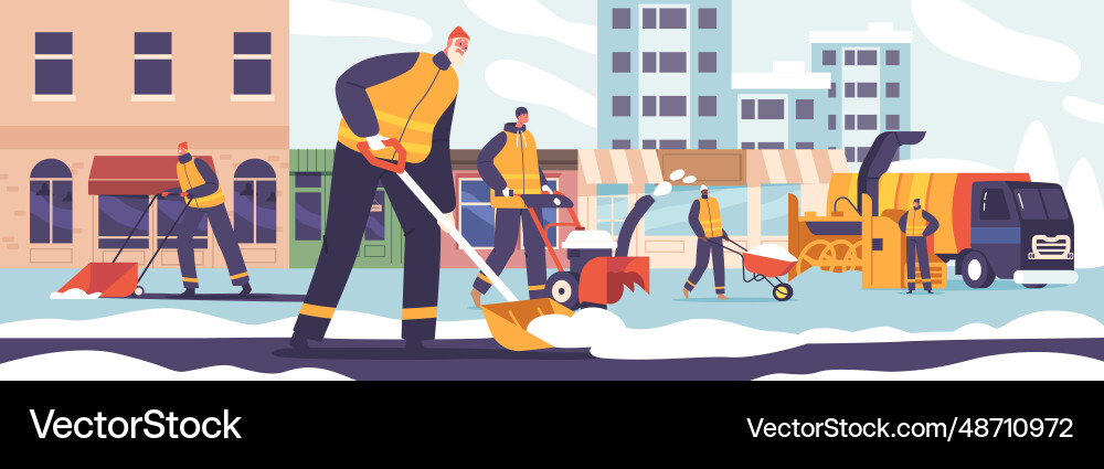 Dedicated cleaner characters diligently clear Vector Image