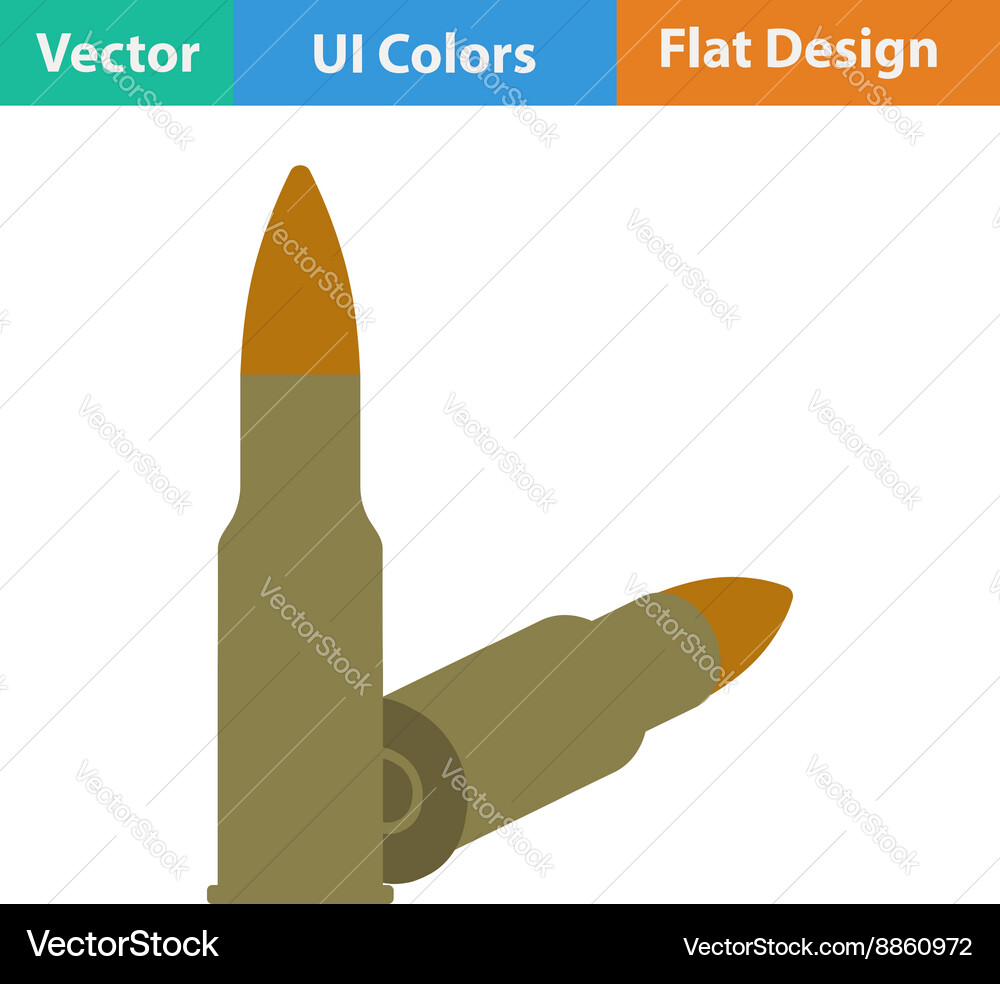 Flat design icon of rifle ammo Royalty Free Vector Image