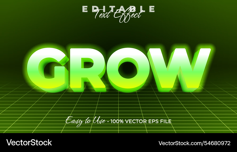 Grow editable text style effect Royalty Free Vector Image