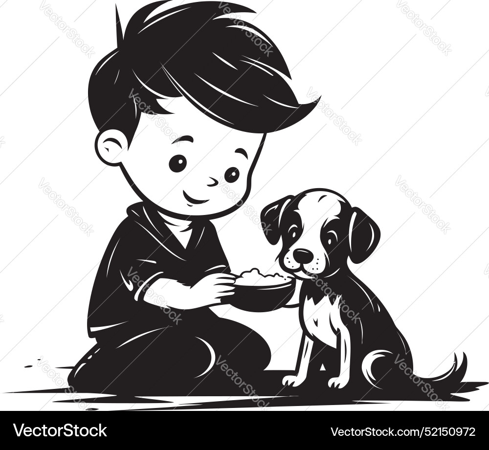Heartwarming scenes boy and puppy icon tender Vector Image