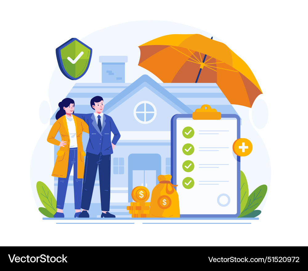 House insurance a happy couple Royalty Free Vector Image