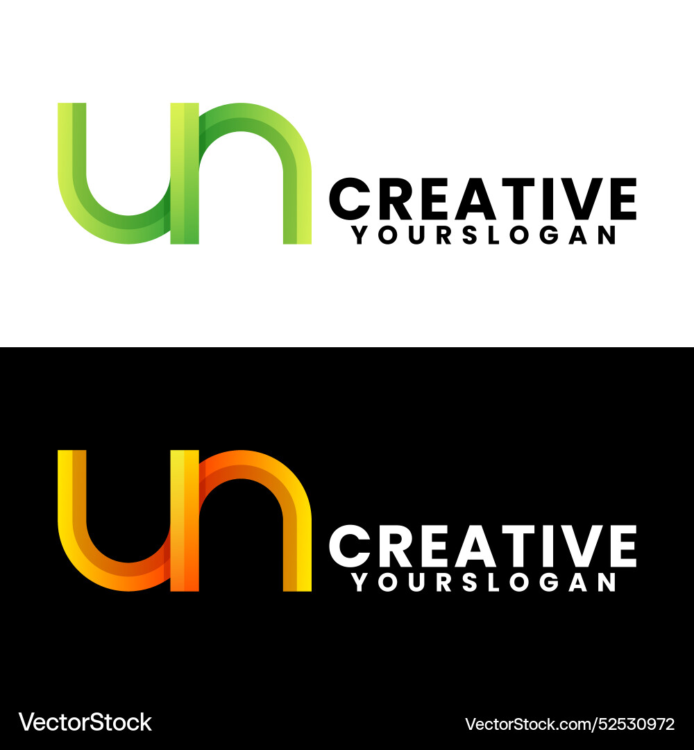 Letter u and n gradient logo design Royalty Free Vector
