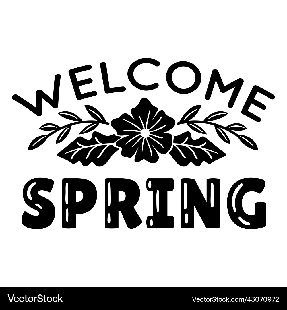 Lettering welcome spring stroke Royalty Free Vector Image