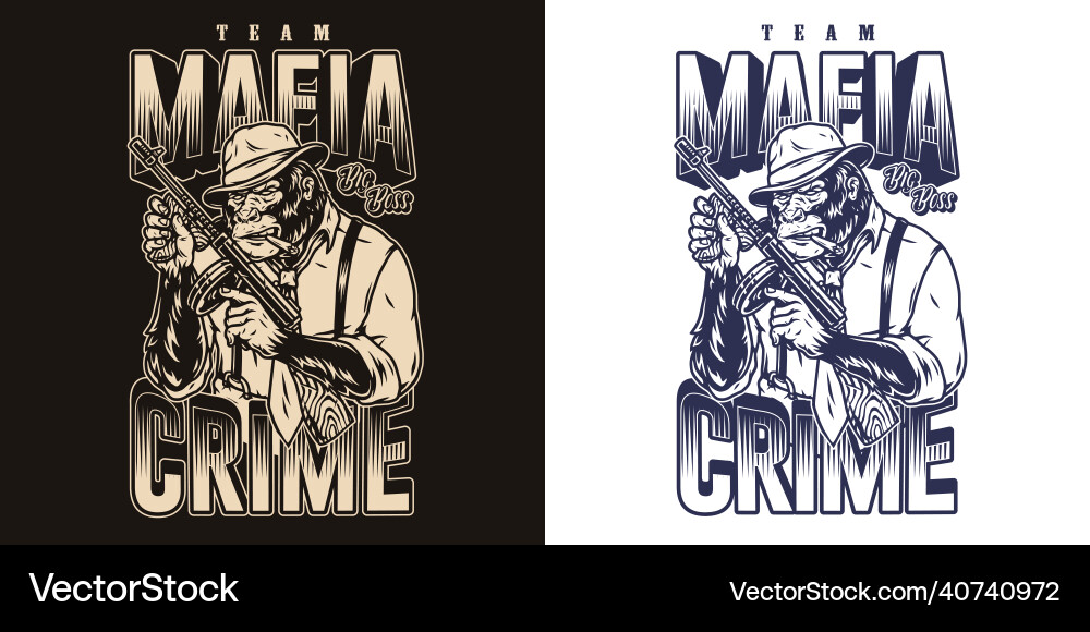 Mafia monochrome vintage emblem Royalty Free Vector Image