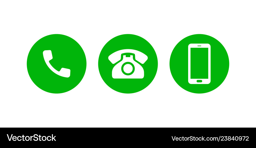 Mobile phone call icons support contact Royalty Free Vector