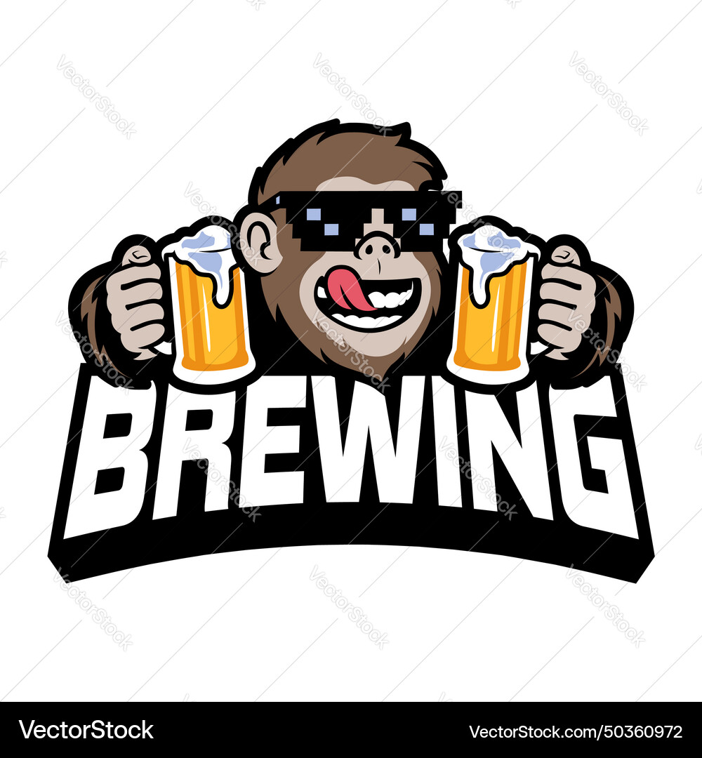 Monkey drinking beer Royalty Free Vector Image