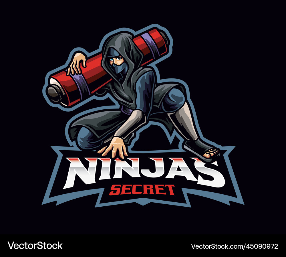 Ninja scrolls secret mascot logo design Royalty Free Vector