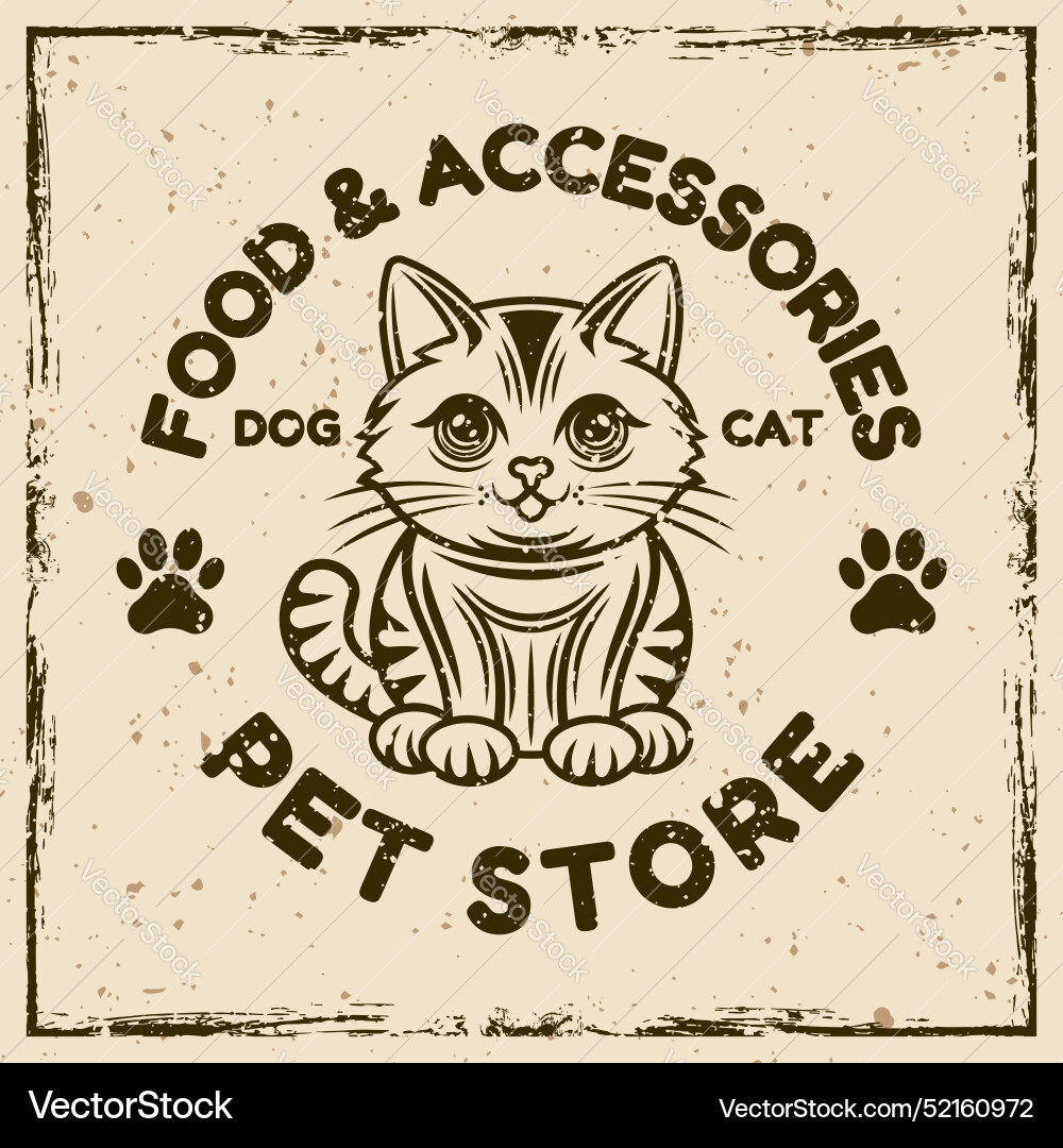 Pet store emblem concept with cute cartoon Vector Image