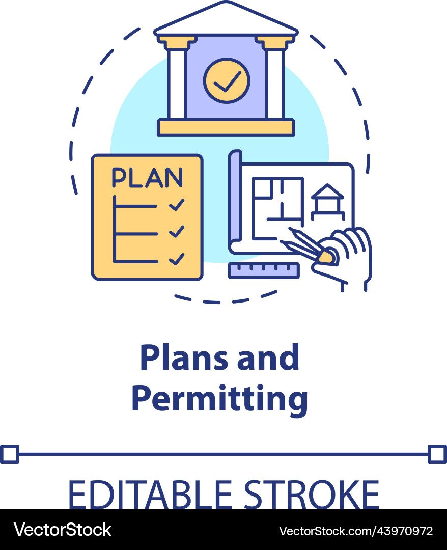 Plans and permitting concept icon Royalty Free Vector Image