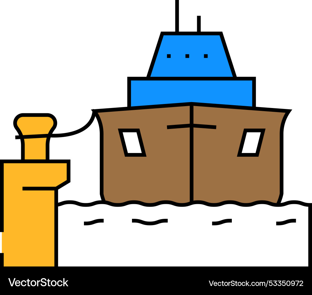 Ship mooring marine icon color Royalty Free Vector Image