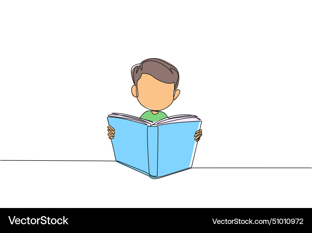 Single continuous line drawing boy sitting Vector Image