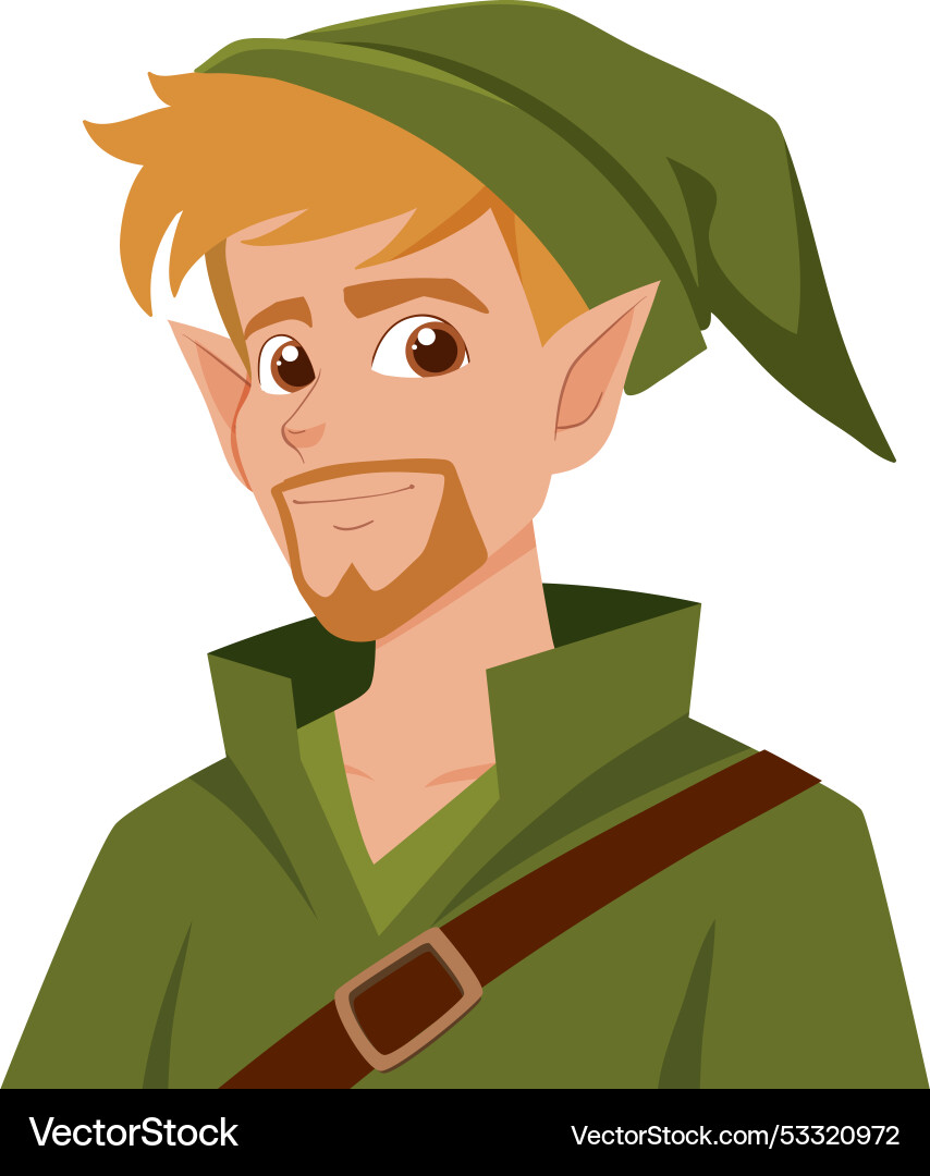 Smiling elf with green hat and outfit Royalty Free Vector