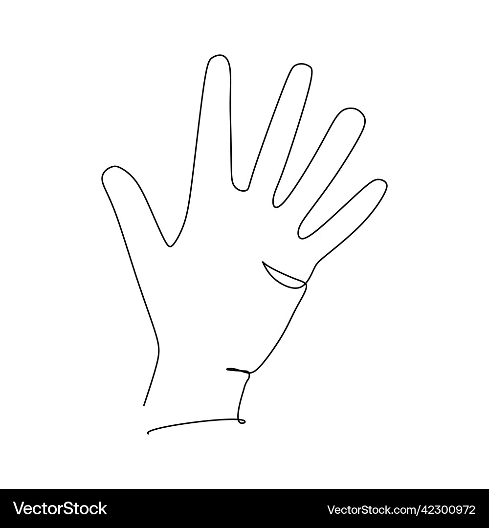 Wave hand gesture single continuous line drawing Vector Image