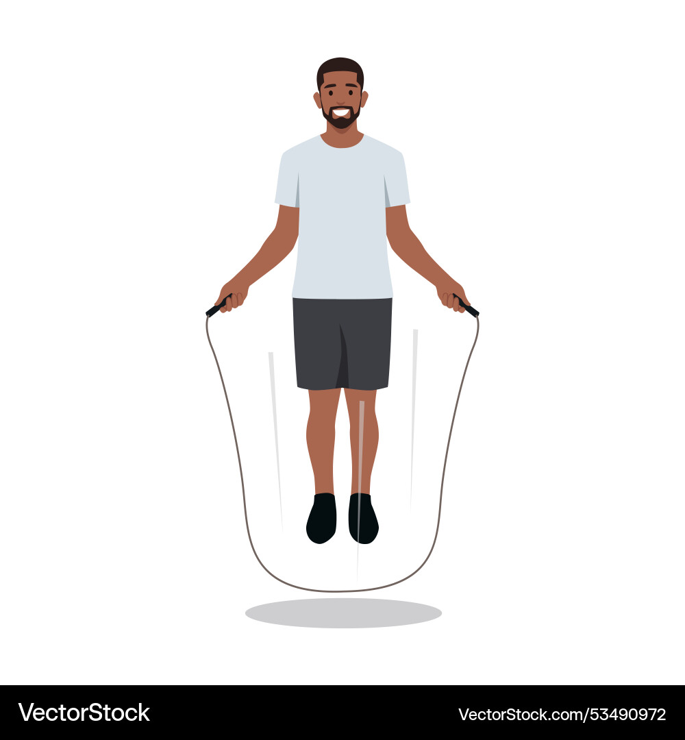 Young bearded man skipping with a jump rope Vector Image