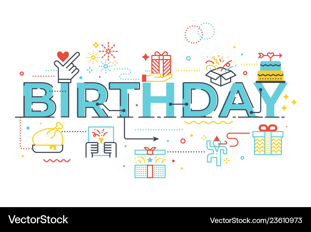 Birthday word lettering Royalty Free Vector Image