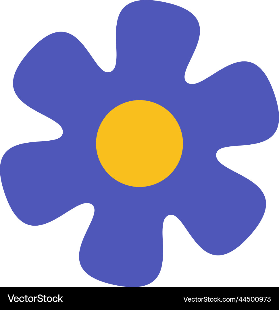 Blue flower symbol round stylized blossom icon Vector Image