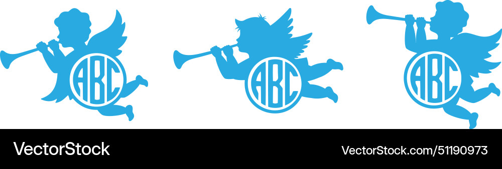 Cherub with monograms herald angel name monogram Vector Image