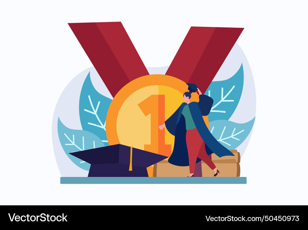 College fresh graduate flat design Royalty Free Vector Image