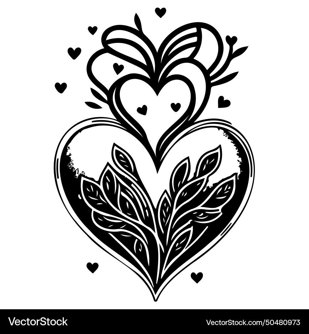 Doodle abstract sketch love heart draw Royalty Free Vector