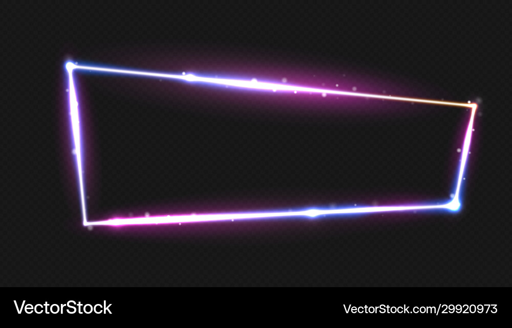 Glow frame neon lighting rectangle background Vector Image