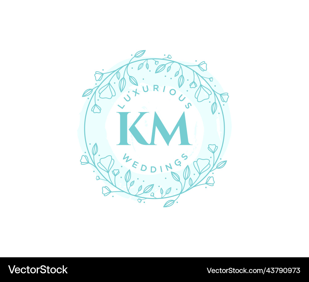 Km initials letter wedding monogram logos Vector Image