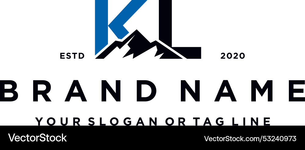 Letter kl mountain logo design Royalty Free Vector Image