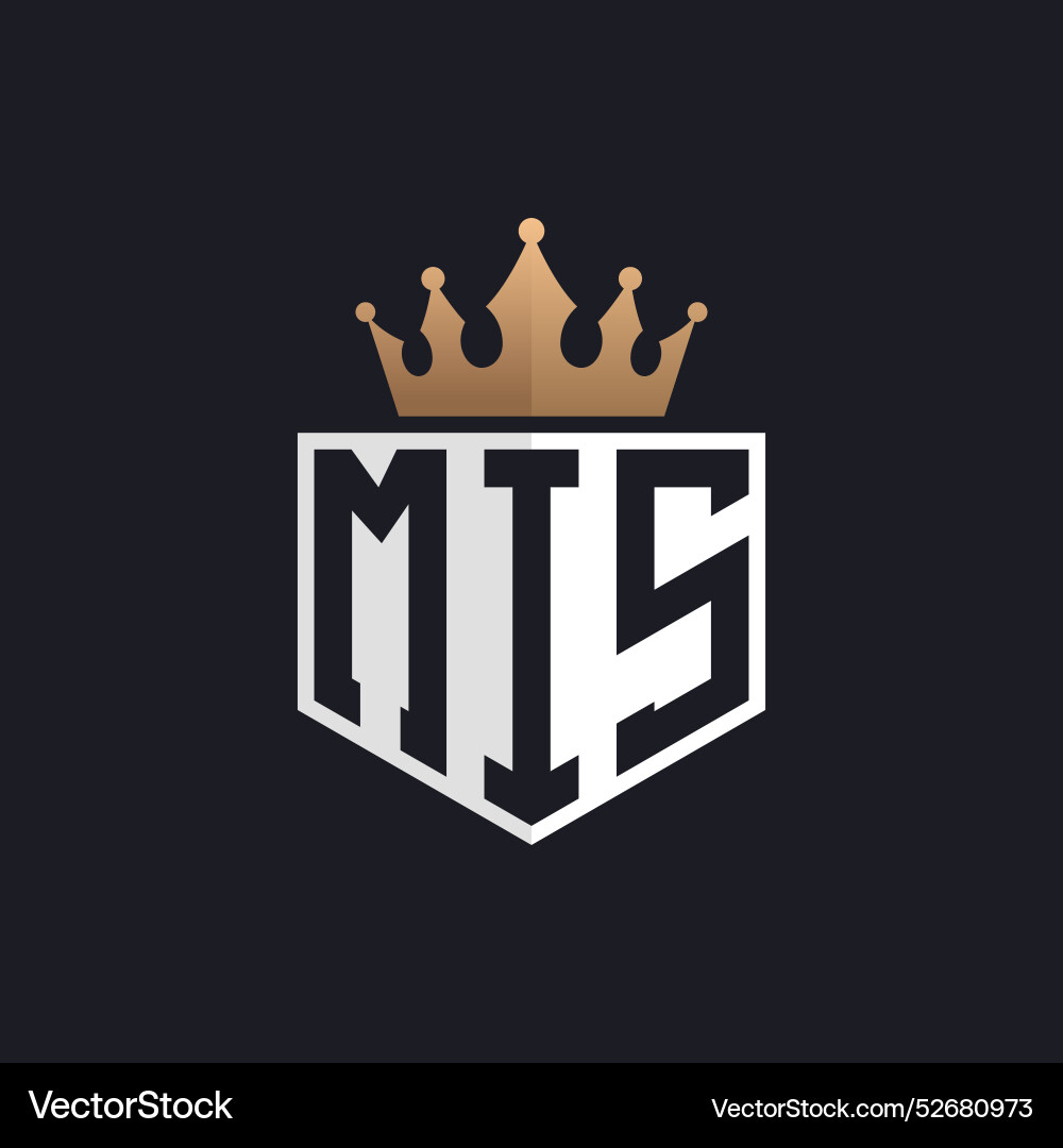 Luxury mis logo with crown elegant initials Vector Image