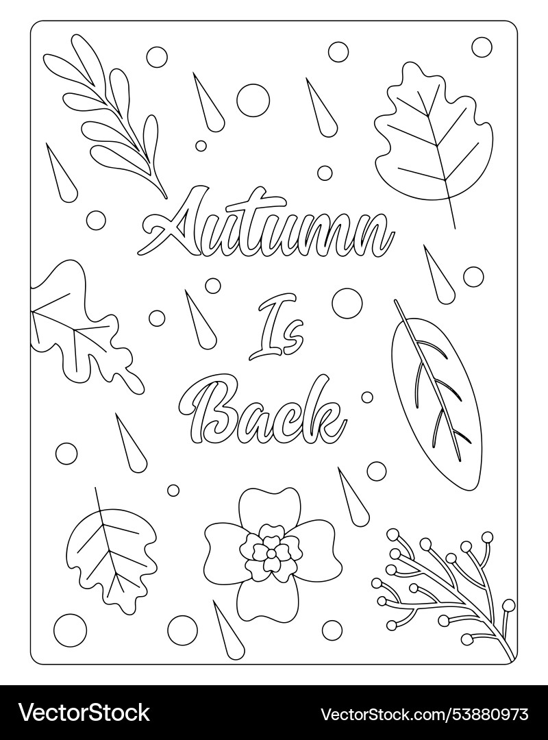 Printable autumn mushroom coloring page for kids Vector Image