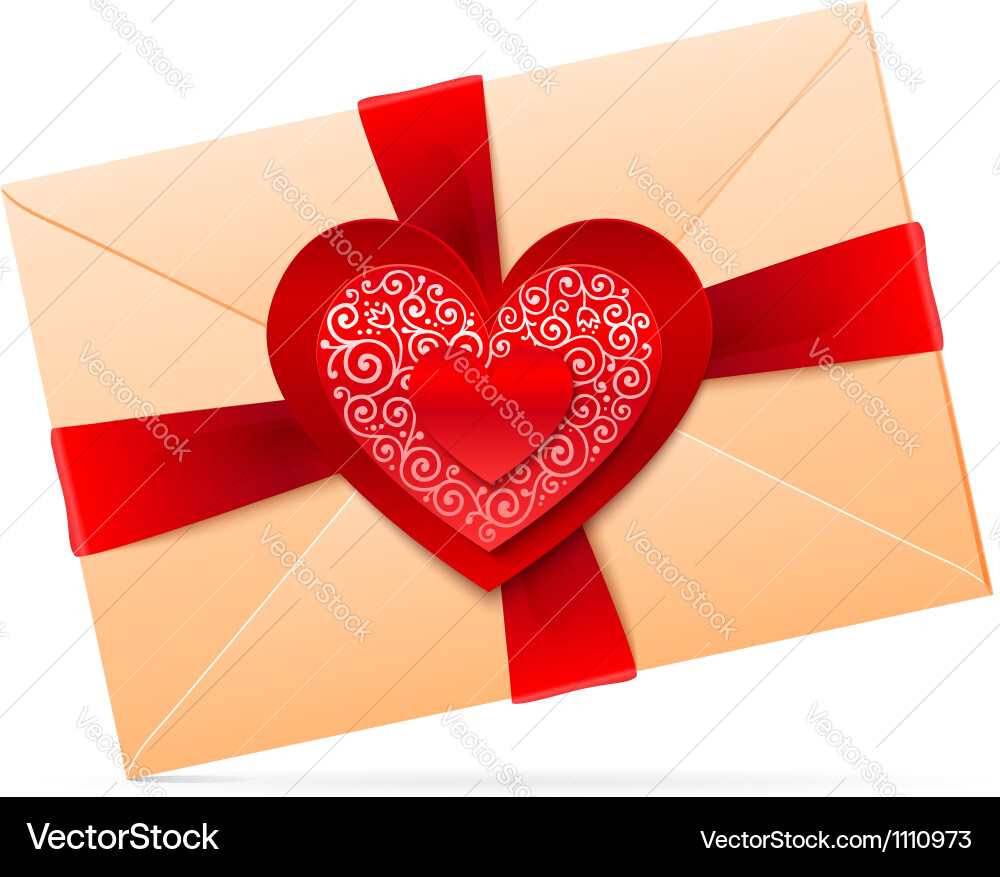 Red Heart Envelope Royalty Free Vector Image - VectorStock