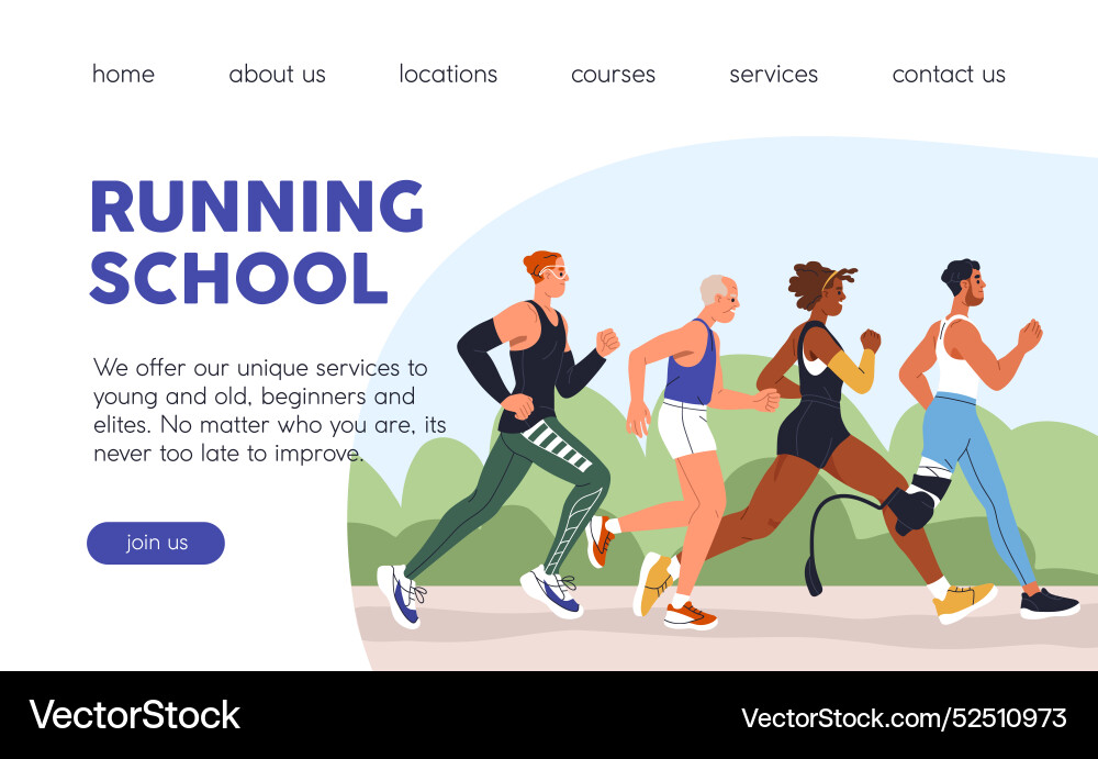 Running school website template active people Vector Image