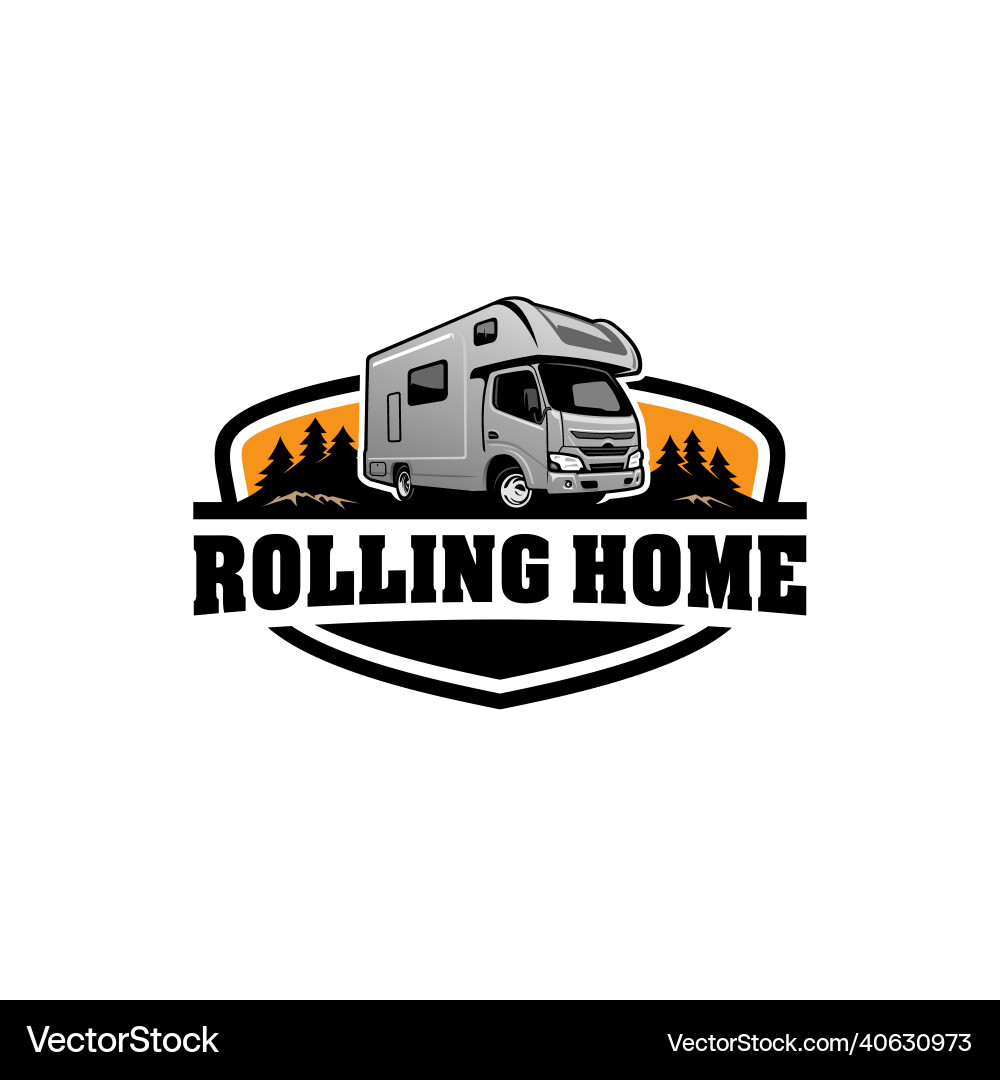 Rv camper van vehicle isolated logo Royalty Free Vector