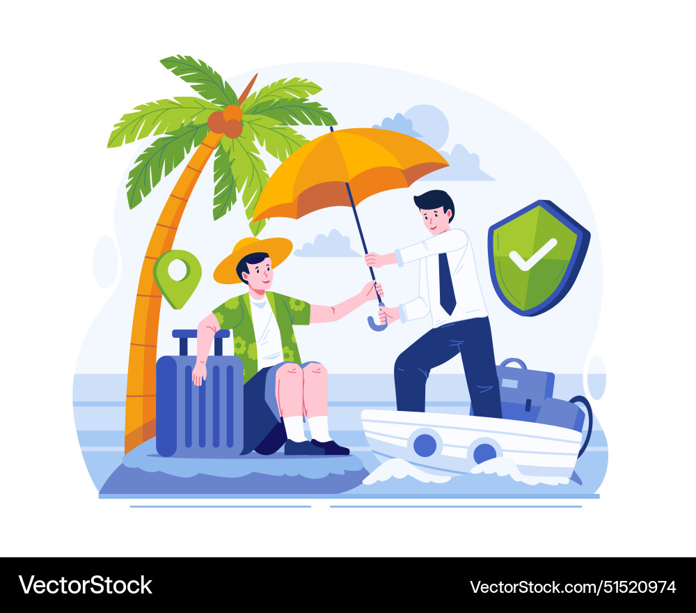 A male insurance agent holding an umbrella using Vector Image
