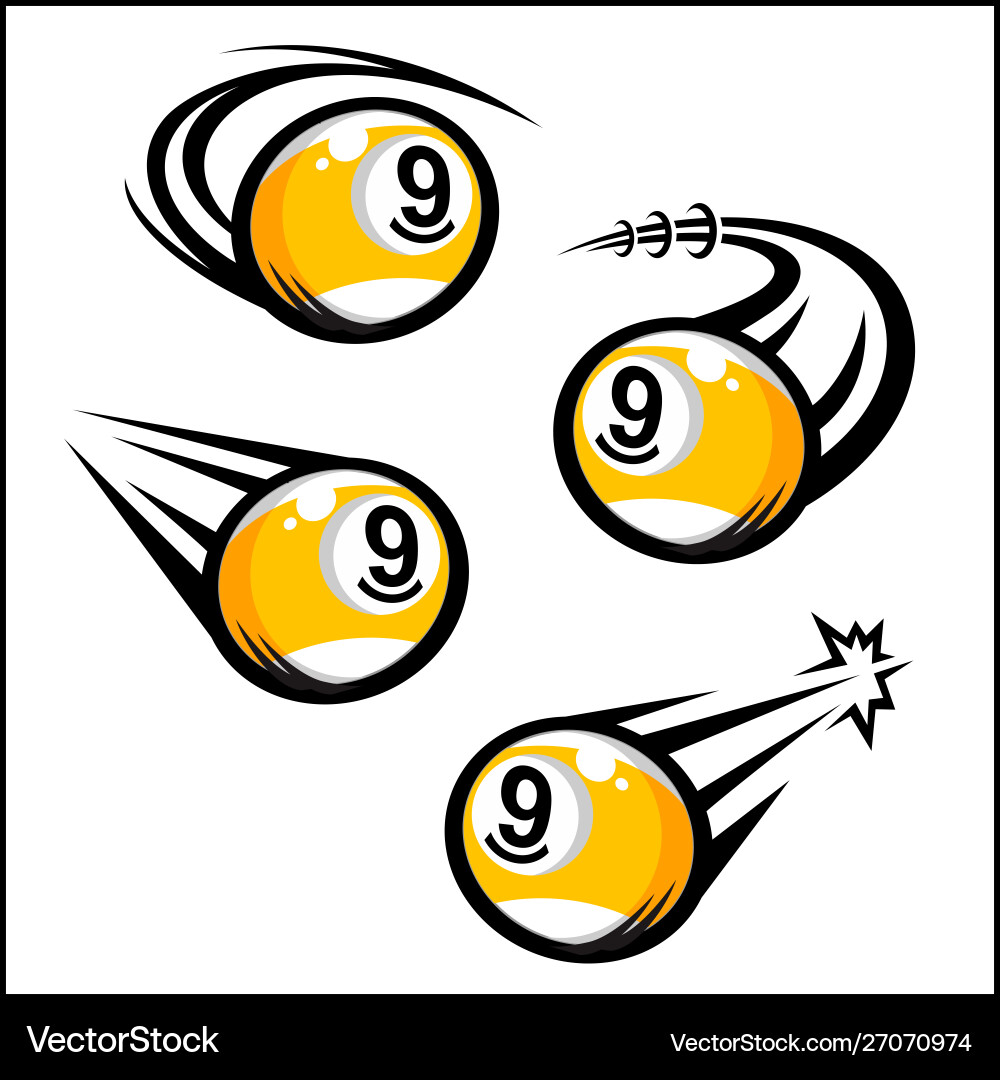Billiard 9 ball swoosh set 4 Royalty Free Vector Image