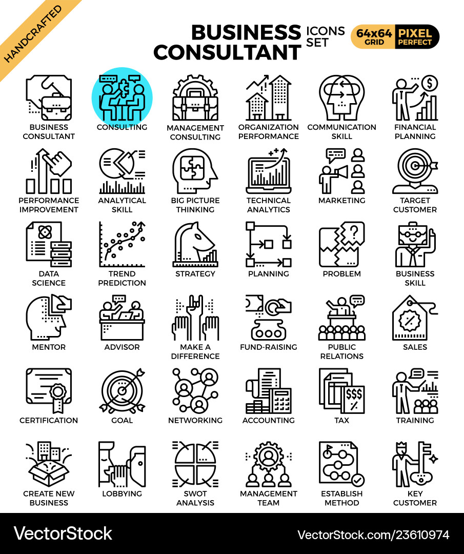 Business consultant icons Royalty Free Vector Image