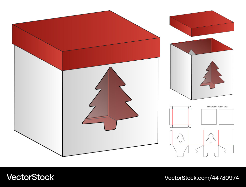 Christmas box packaging die cut template design 3 Vector Image