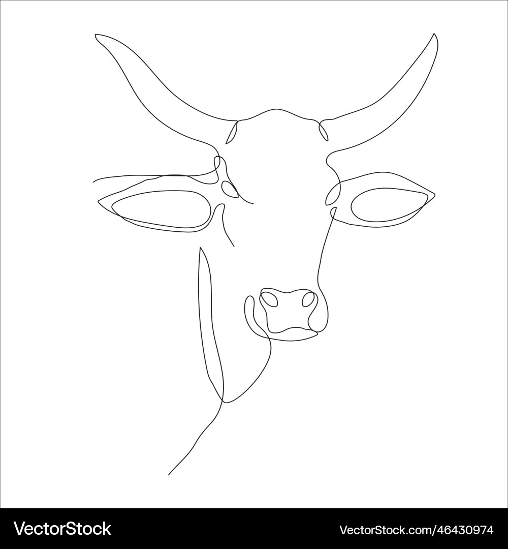 Cow head in continuous line drawing style Vector Image
