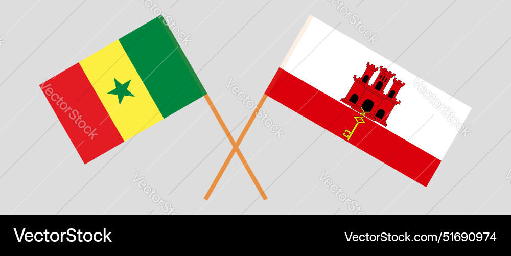 Crossed flags of senegal and gibraltar official Vector Image