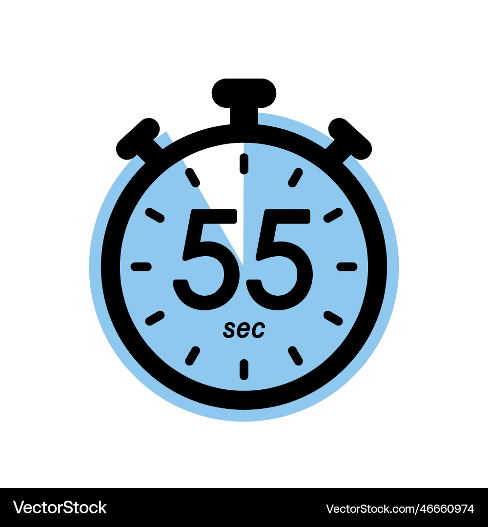 Fifty five seconds stopwatch icon timer symbol Vector Image