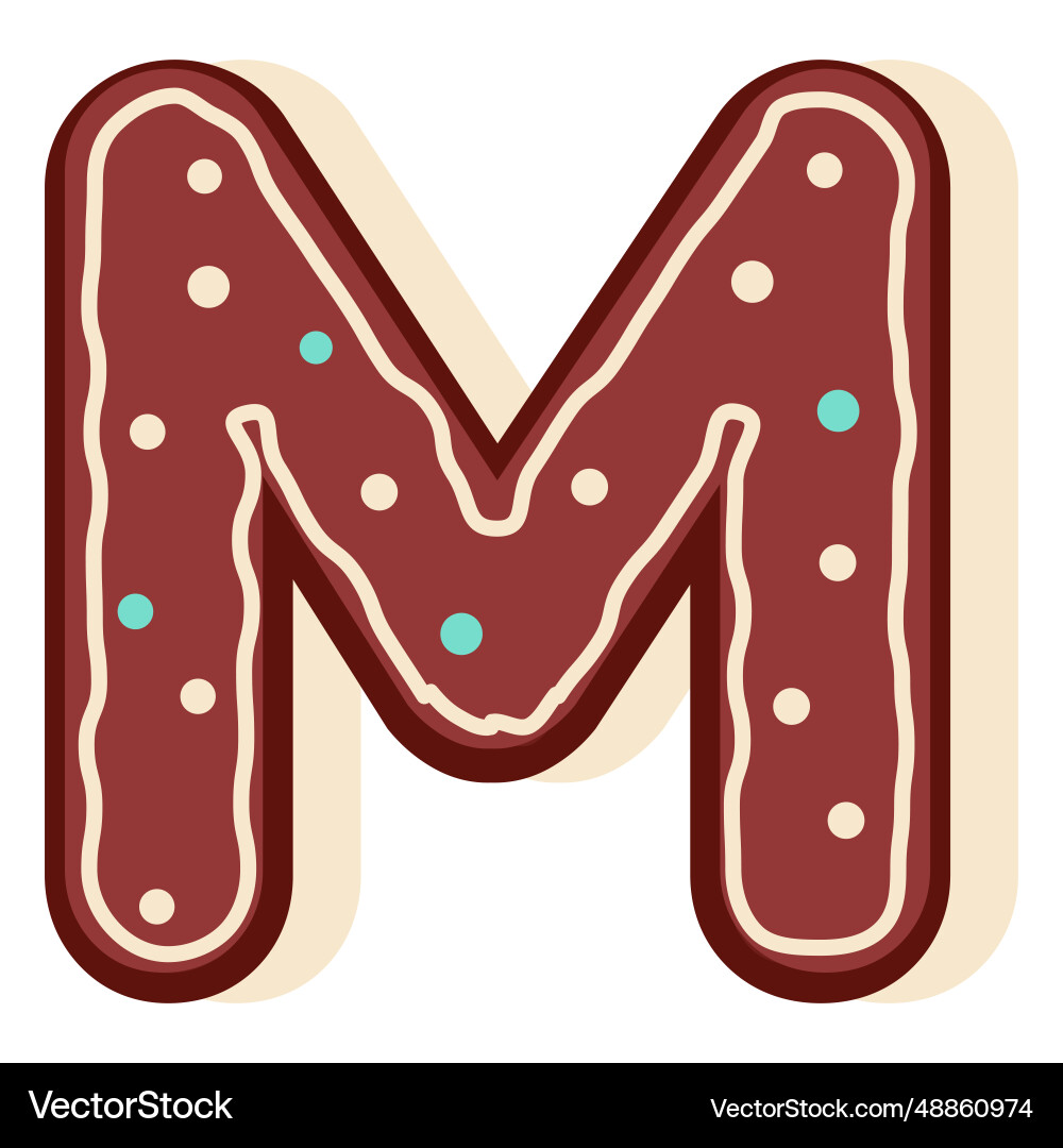 Gingerbread letter m Royalty Free Vector Image