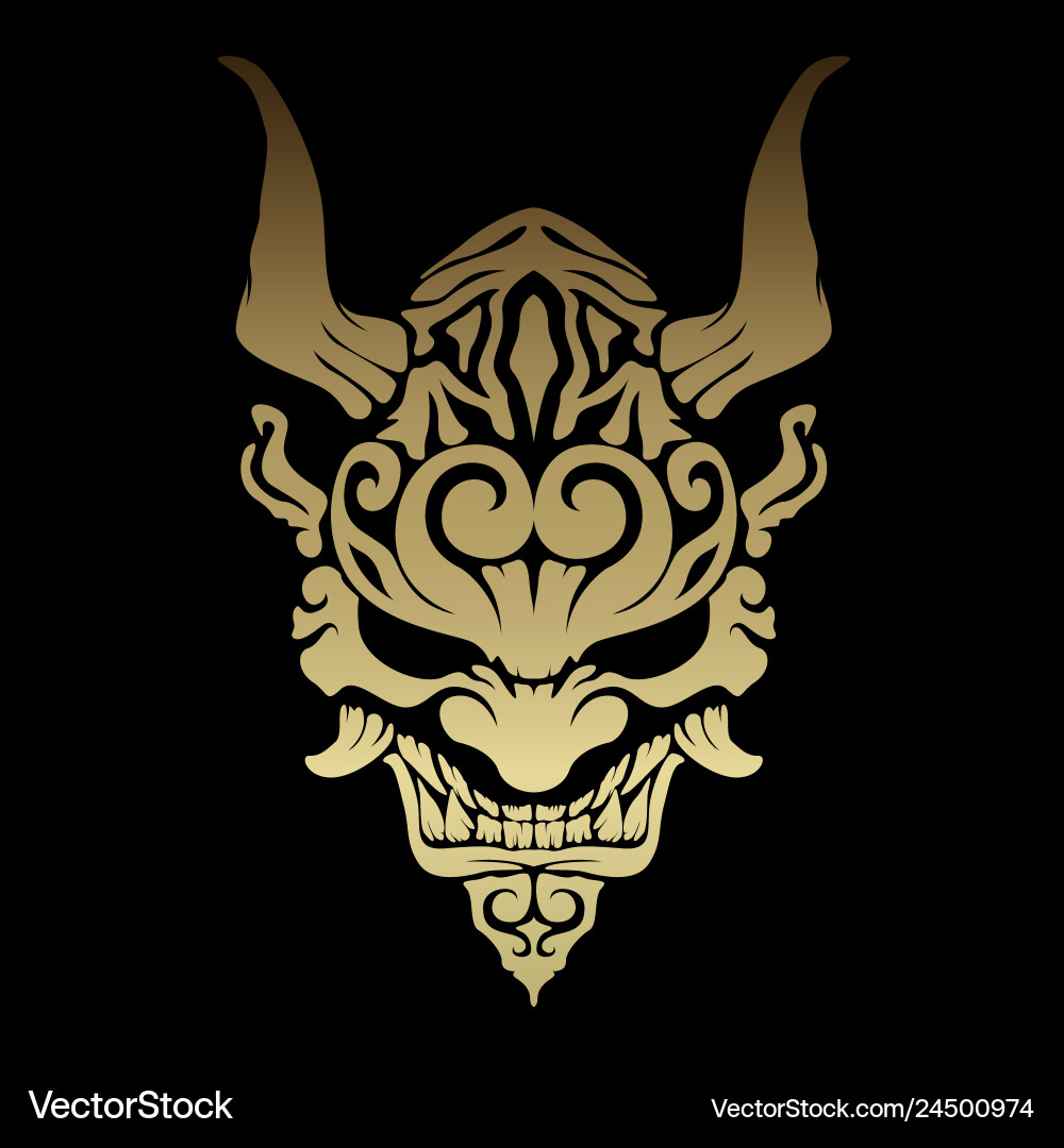 Golden oni demon with beautiful patterns and horns