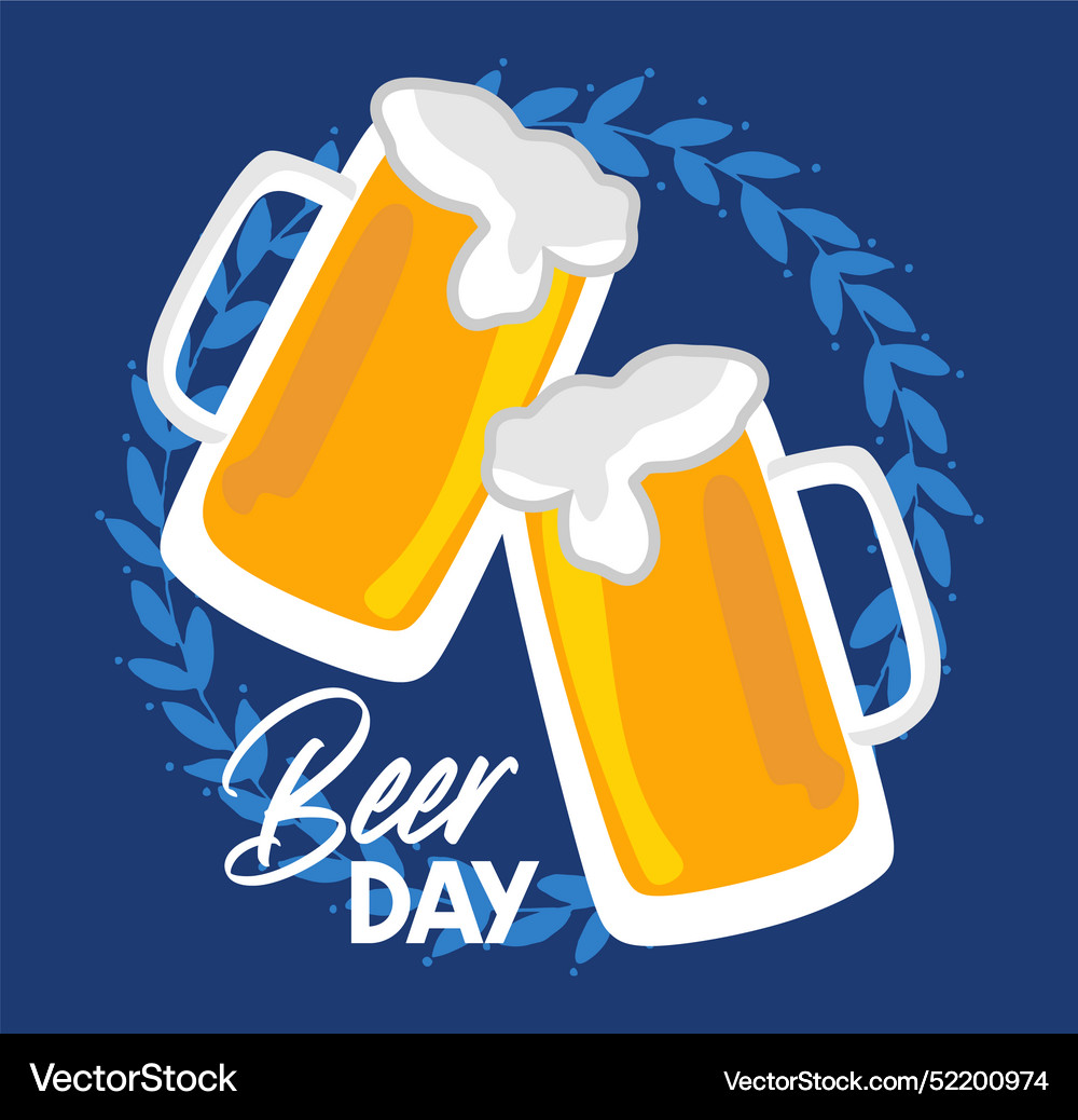 Happy beer day with a glass Royalty Free Vector Image