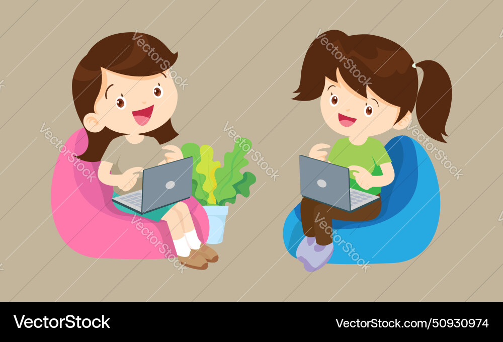Kids on online learning education courses Vector Image
