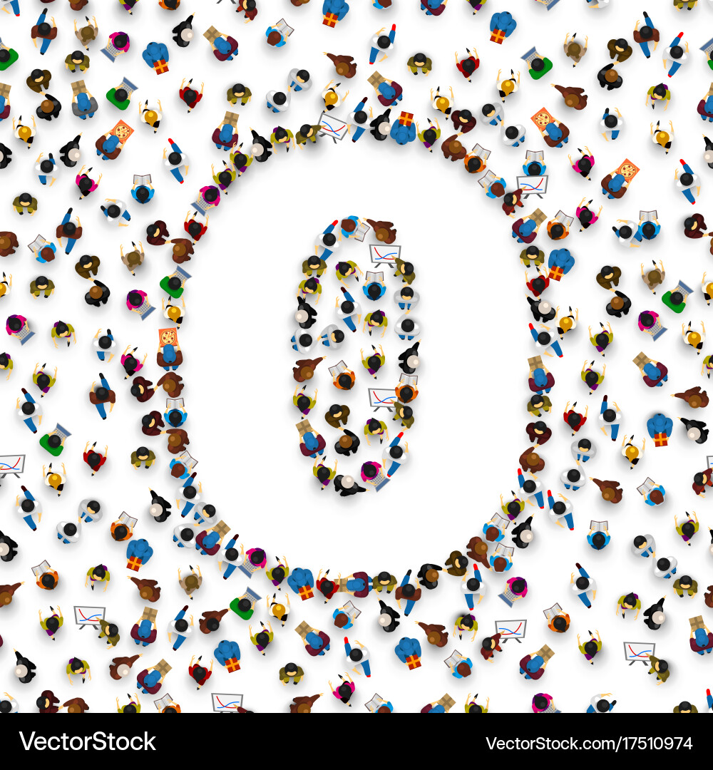 Large group of people in number 0 zero form Vector Image