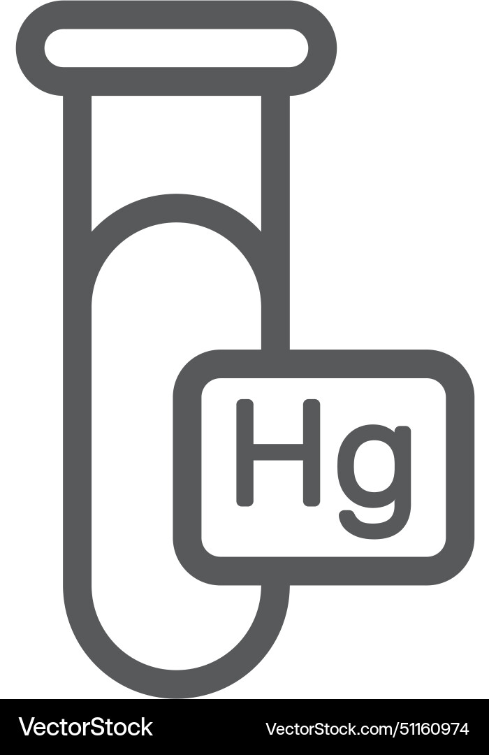 Mercury hydrargyrum in laboratory glass Royalty Free Vector