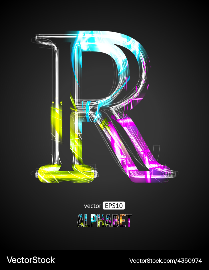 Neon Letter R Effect Royalty Free Vector Image