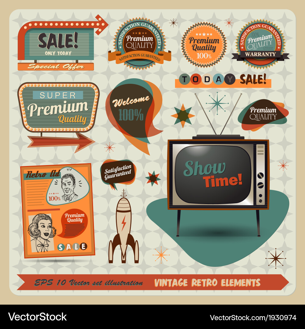 Retro & Vintage Elements Royalty Free Vector Image